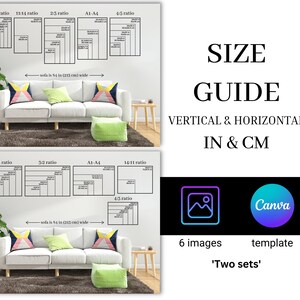 Wall Art Size Guide2 Sets ,vertical and Horizontal Frame Size ...