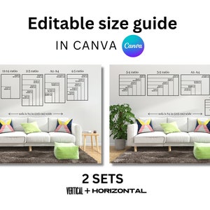 Wall Art Size Guide2 Sets ,vertical and Horizontal Frame Size ...