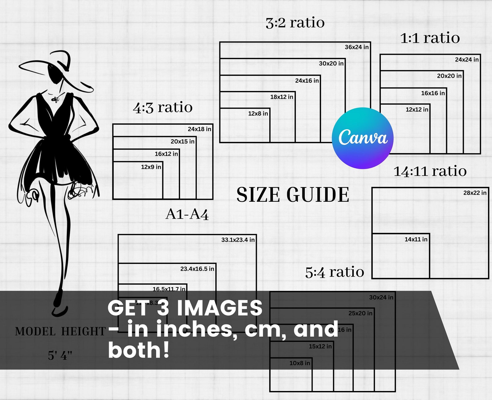 Aspect Ratio Guide horizontal Wall Art Size Guide Frame - Etsy