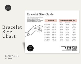 Mens Bracelet Size Chart Template Editable, Printable Accessory Jewelry ...