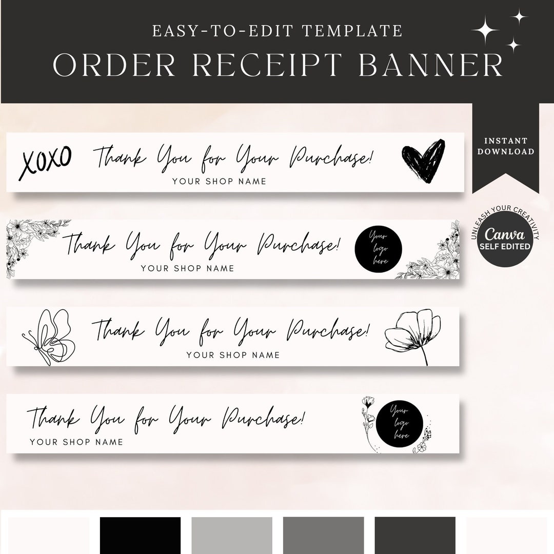 Etsy Shop Order Receipt Banner Template: Customizable Canva Design ...