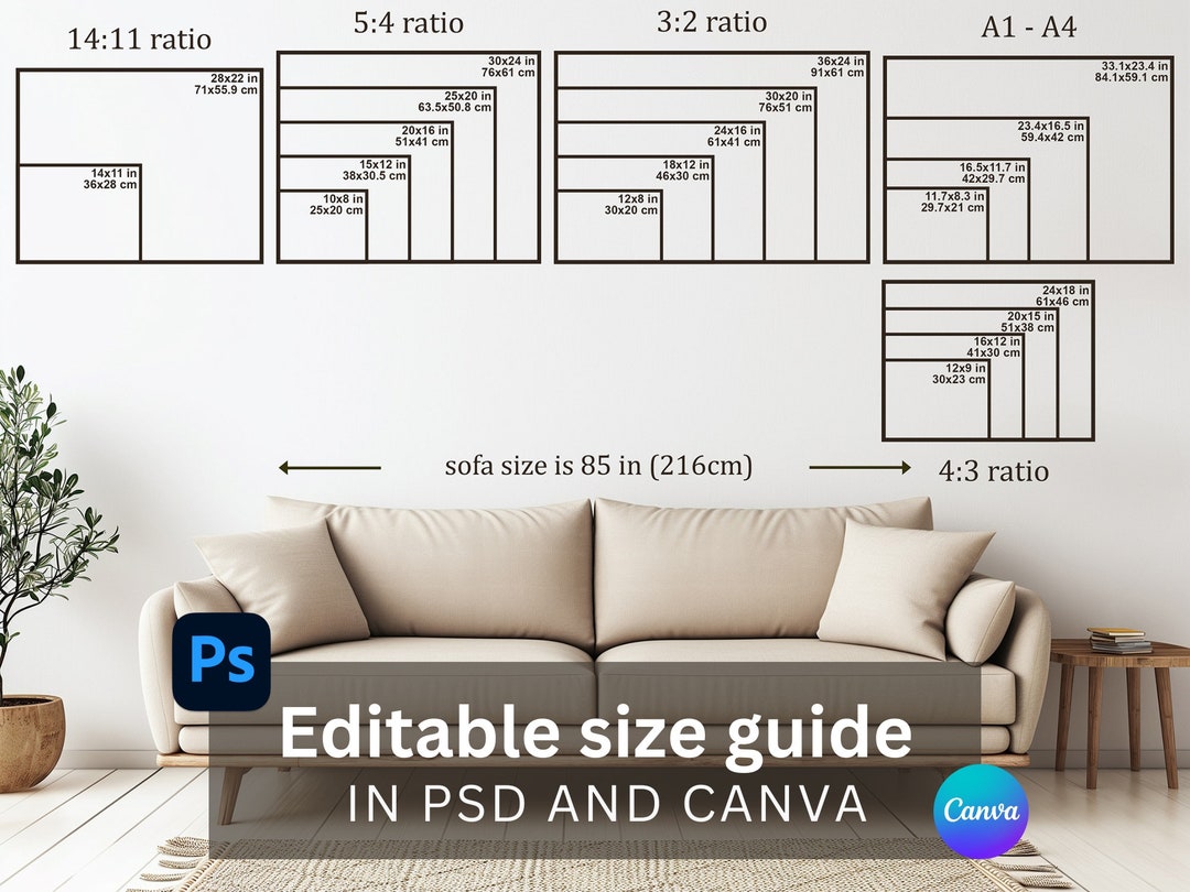 Horizontal Wall Art Size Guide | Horizontal Canvas Sizes | Cm Inch Size ...