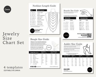 Necklace Size Chart Template Canva, Editable Jewelry Size Guide Set ...