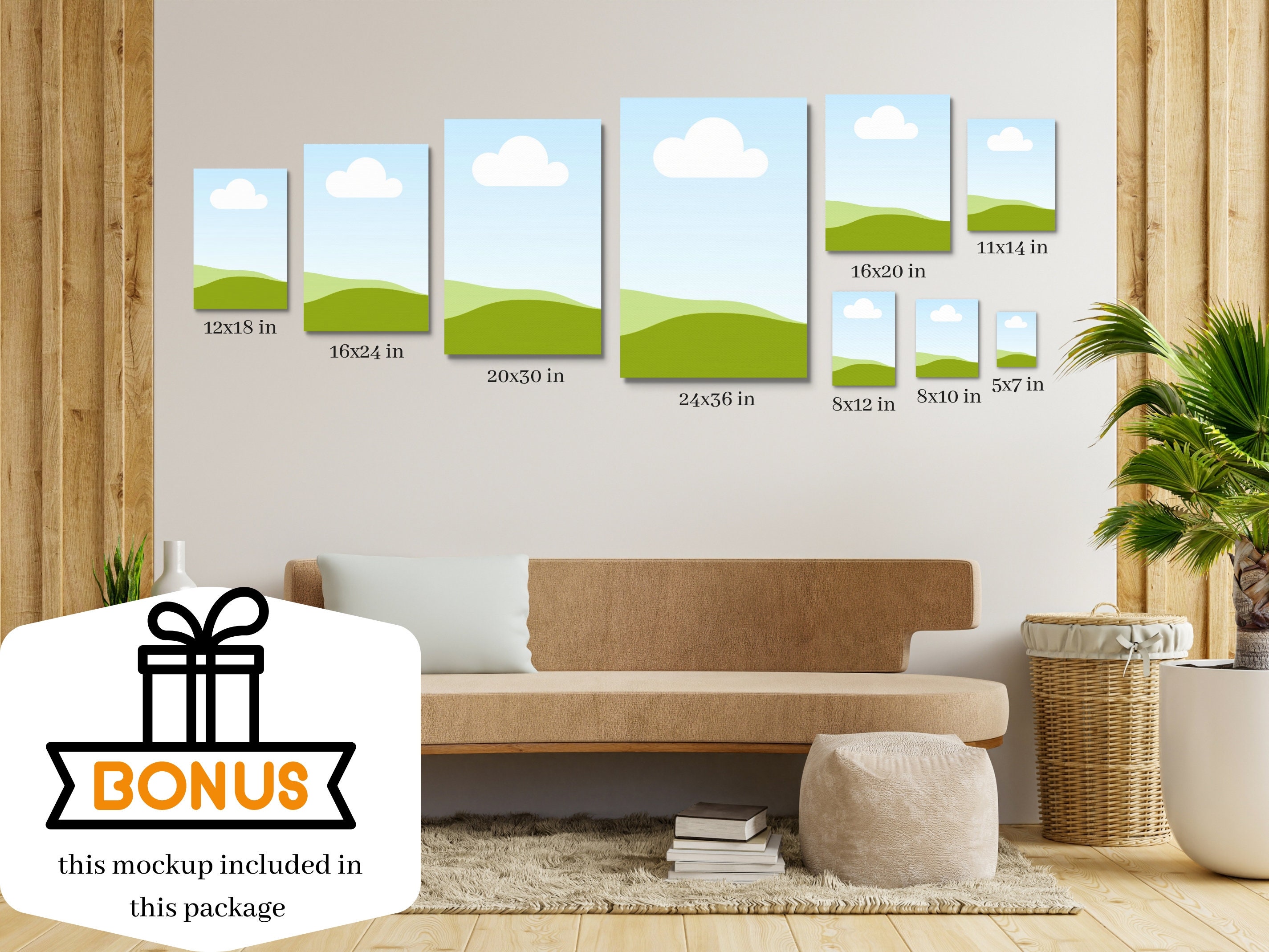 Canvas Print Size Smart Mockup Editable Canvas Size Guide - Etsy