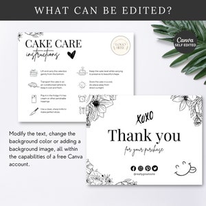 Cake Care Card Cake Instructions Cake Instructions Card Cake Care ...