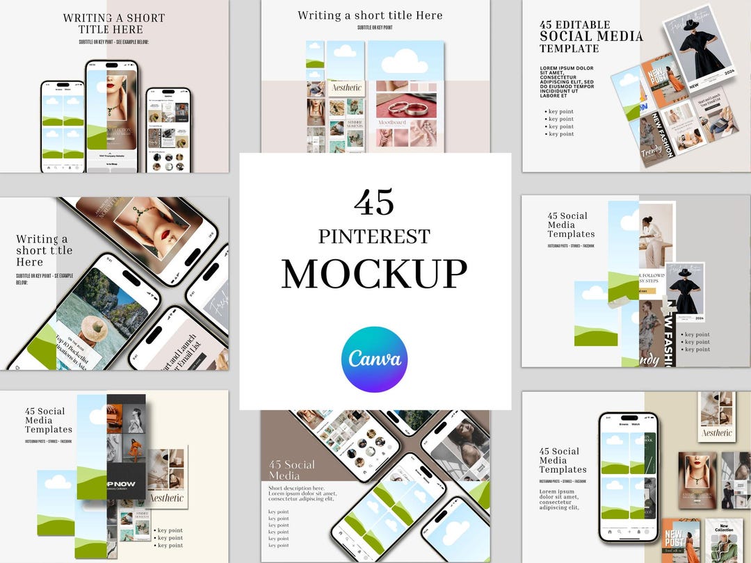 Pinterest Pin Mockup Template: Social Media Phone Mockups (canva) - Etsy