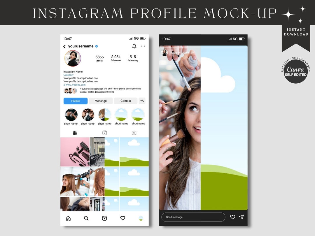 Instagram Profile Template - Editable in Canva | Digital Template ...