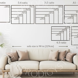 Two Sets Frame Size Guide, Vertical & Horizontal Wall Art Size Guides ...