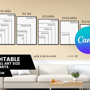Frame Size Guide Editable Wall Art Ratio Chart Wall Art Size - Etsy