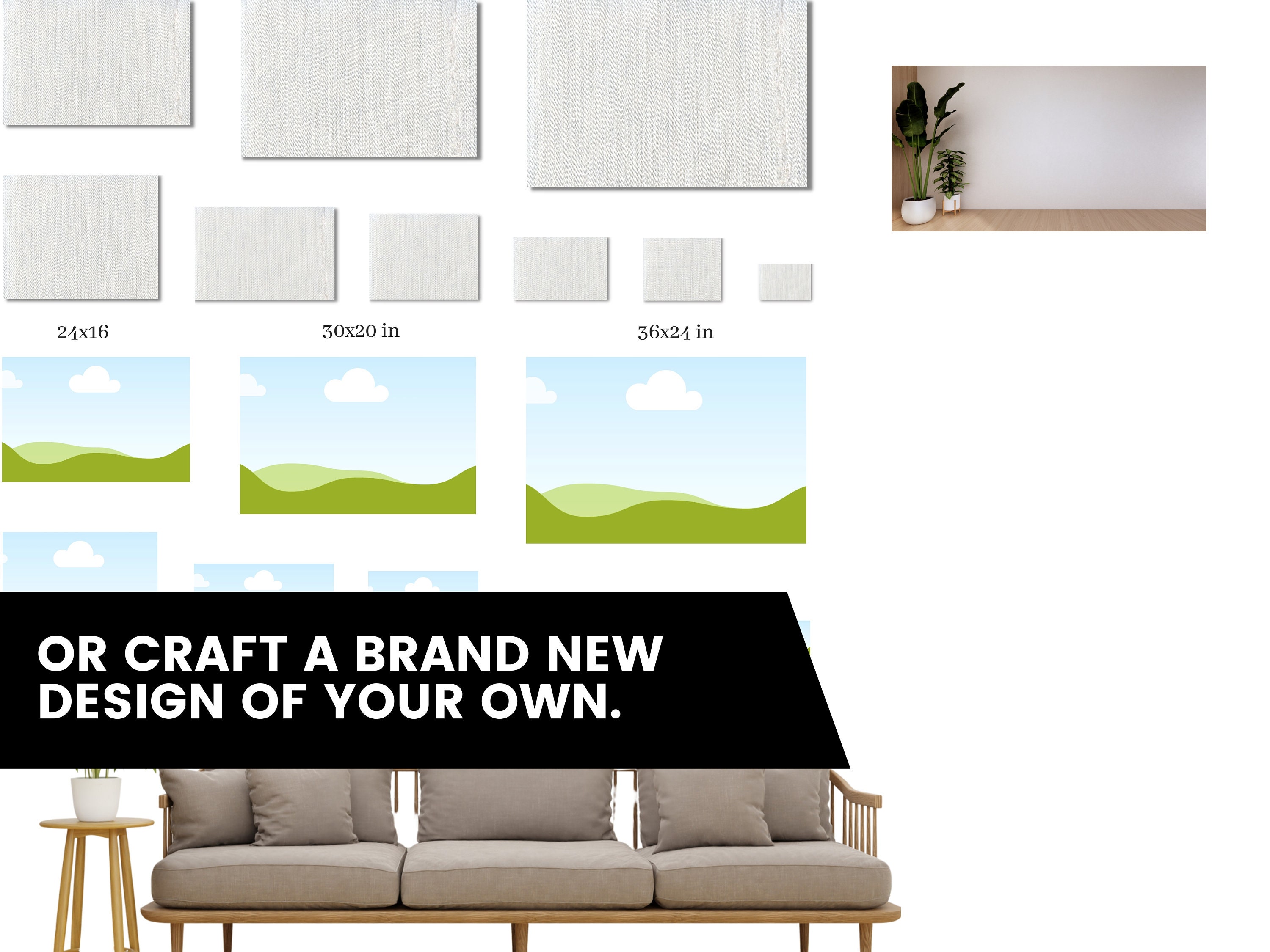Canvas Size Guide and Smart Mockup: Horizontal Wall Art - Etsy Australia