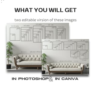 Customizable Wall Art Dimensions in Photoshop and Canva | Editable Wall ...