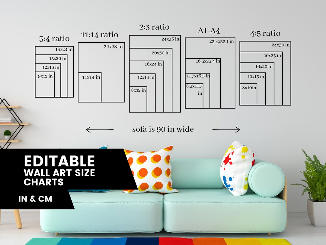 Editable Digital Wall Art Size Guide, Ratio Size Guide, Frame Size ...