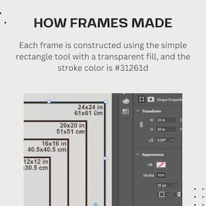 Two Sets Frame Size Guide, Vertical & Horizontal Wall Art Size Guides ...