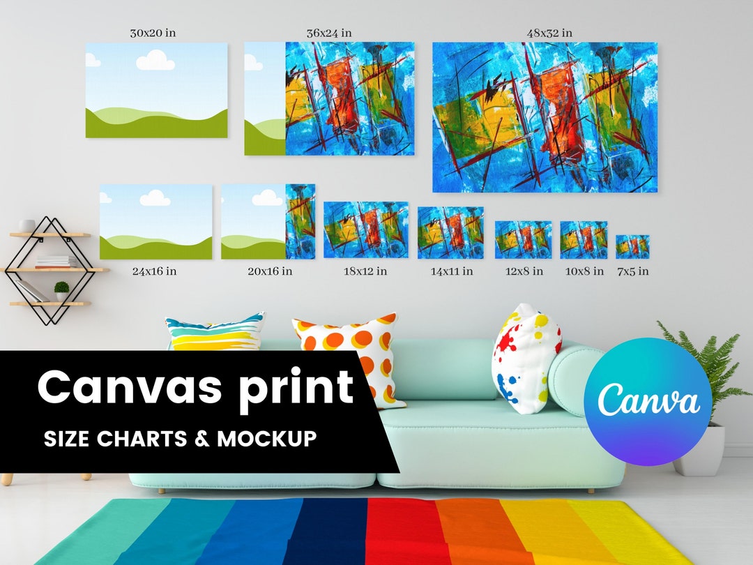 Canvas Mock up Template | Canvas Size Guide | Canvas Photo Mockup ...