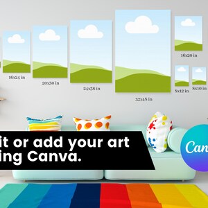 Canvas Print Size Comparison Mockup, Editable Canvas Size Guide Mockup ...