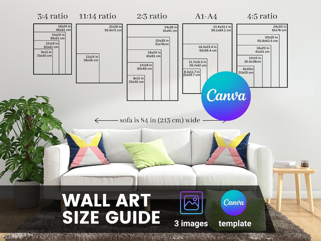 Editable Wall Art Size Guide, Poster Size Guide, Frame Size Guide ...