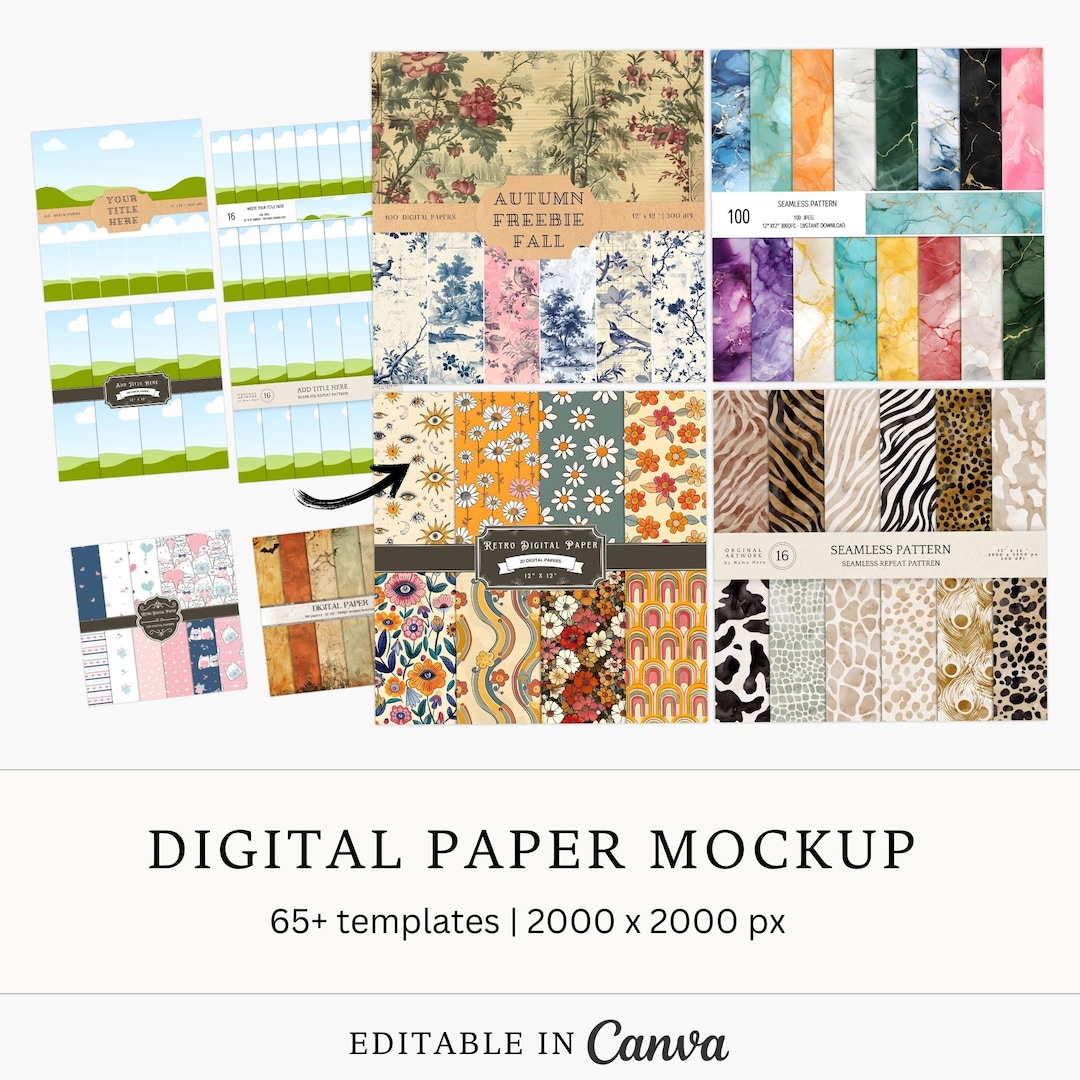 Canva Digital Paper Mockup Template: Seamless Pattern, Etsy Thumbnail ...