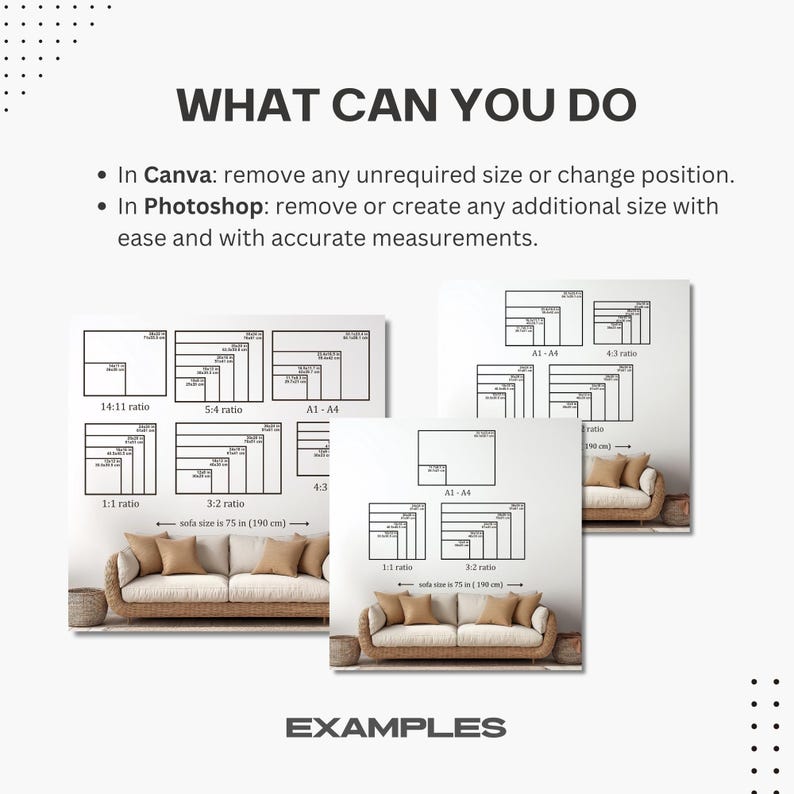 Wall Art Size Chart Template: Editable Guide for Photoshop & Canva ...
