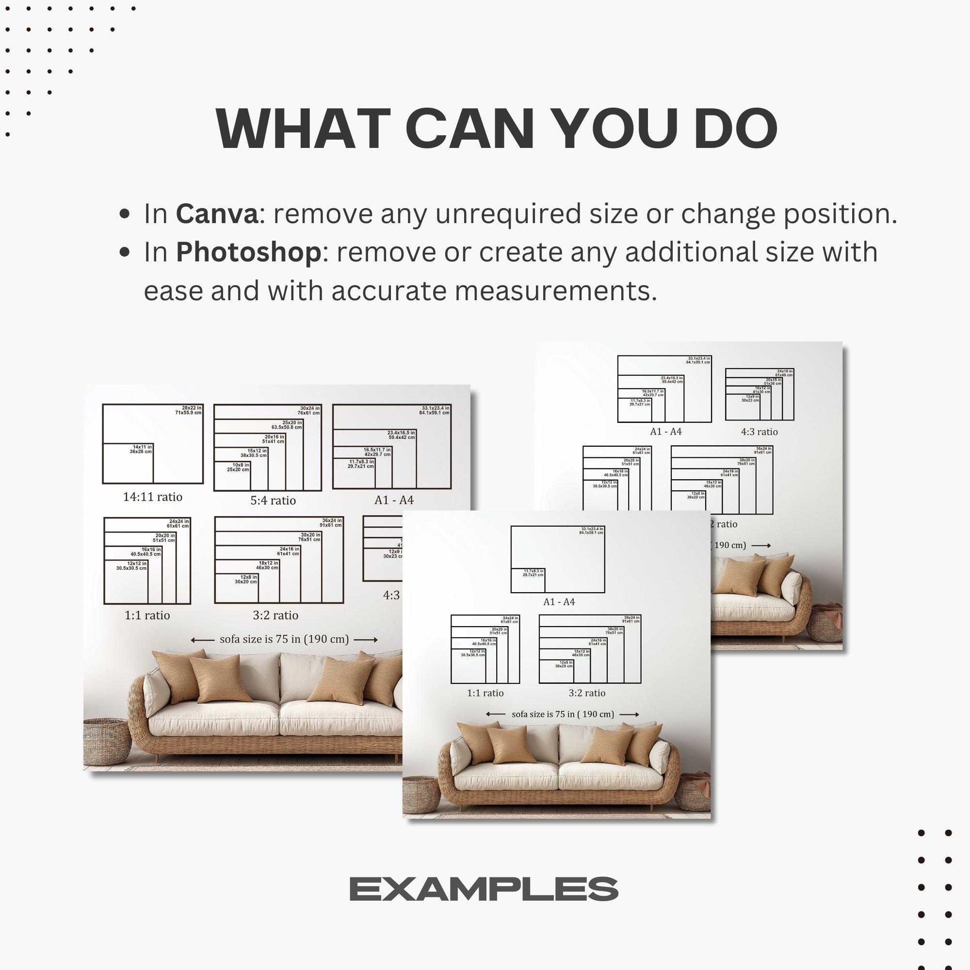 Wall Art Size Chart Template: Editable Guide for Photoshop & Canva ...