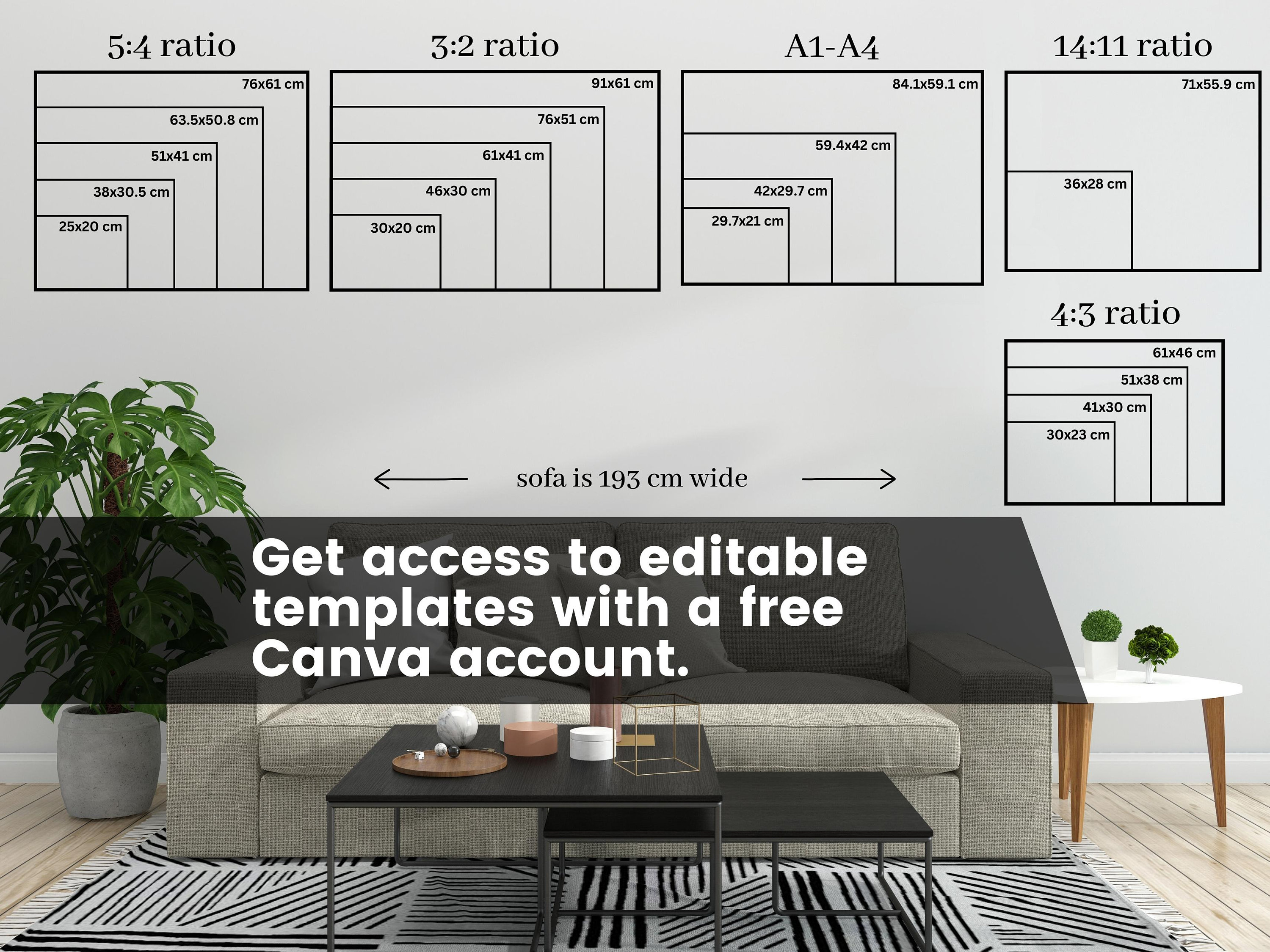 Horizontal Wall Art Size Guide Size Comparisonposter Frame - Etsy Australia