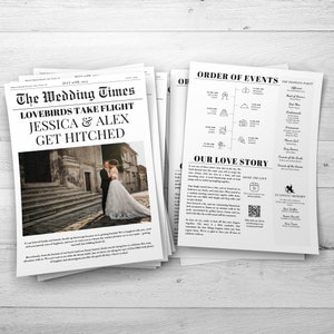 Newspaper Wedding Program, Printable Wedding Programs, Wedding Program ...
