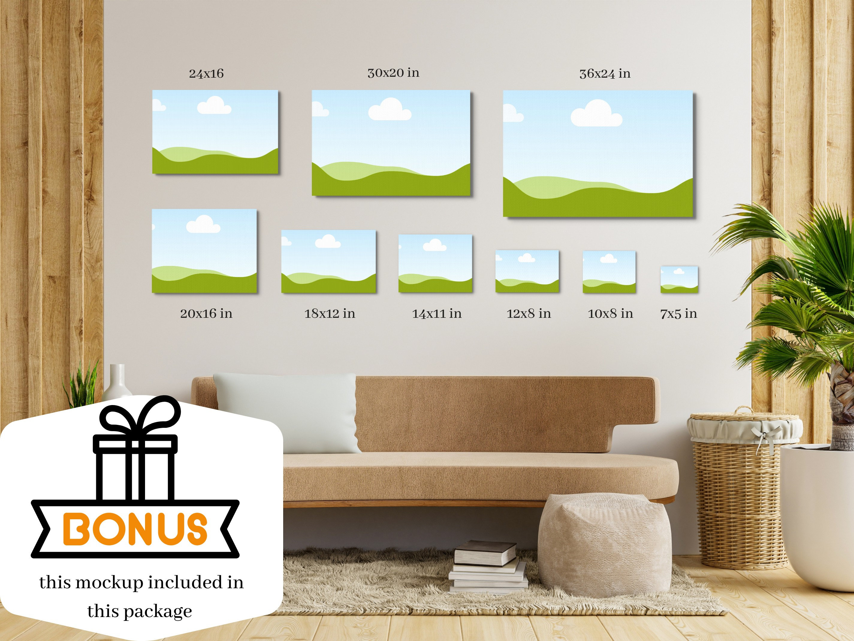 Wall Art Size Guide: Horizontal Prints Canva Template (PDF) - Etsy