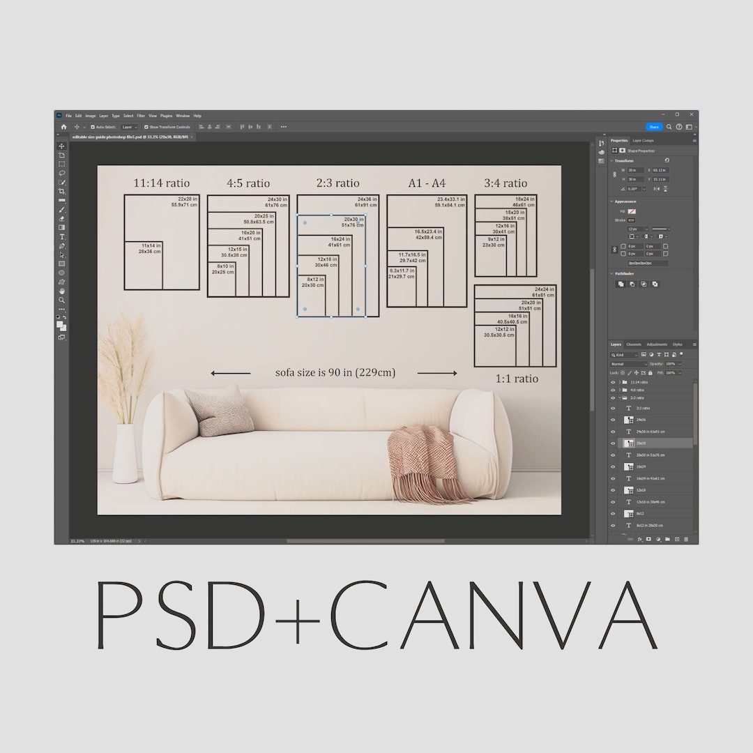 Size Guide for Digital Artwork With Multiple Aspect Ratios Canva ...