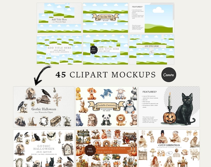 Clipart Mockup Bundle, PNG Mockup Canva, Digital Etsy Shop Listing ...