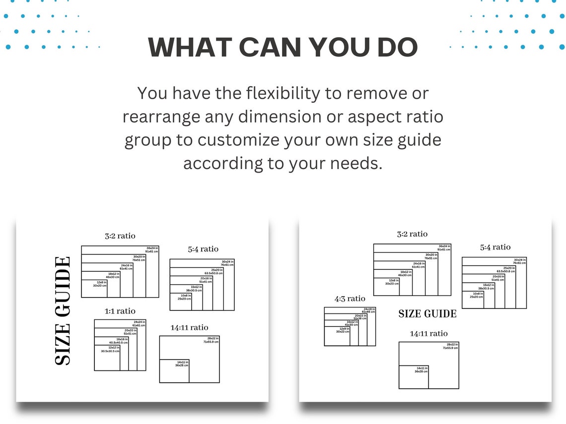 Horizontal Art Size Guide: Printable Frame Ratio Chart (canva Editable ...