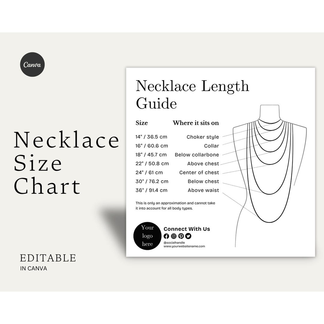 Editable Necklace Size Chart Template: Printable Canva Guide (2000x2000 ...