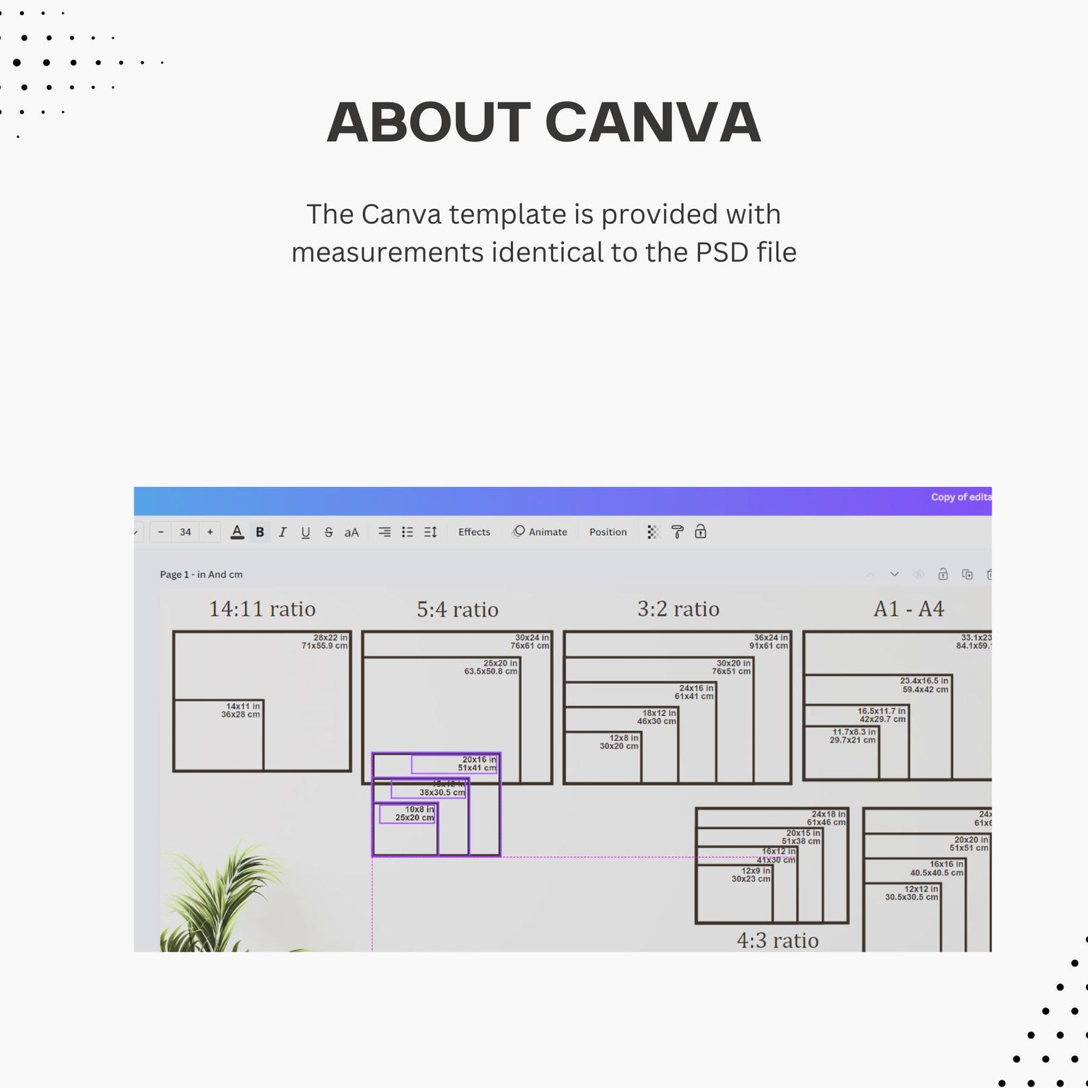 Wall Art Size Chart Template: Editable Guide for Photoshop & Canva ...