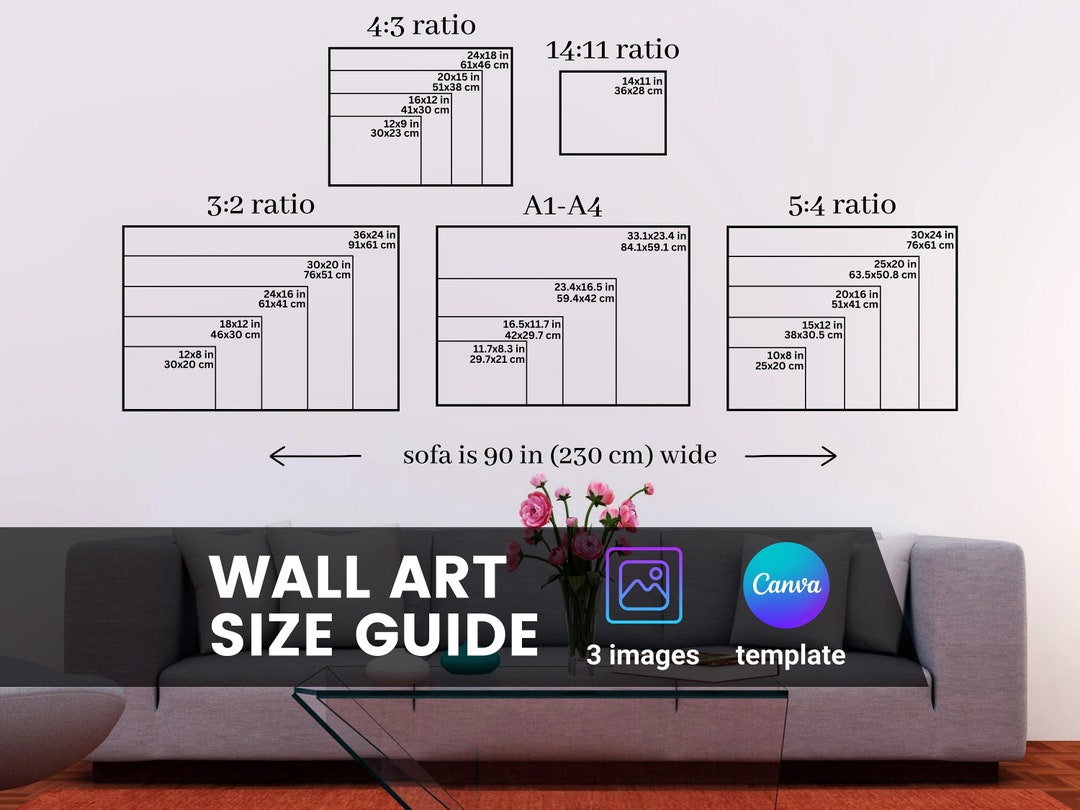 Wall Art Size Guide 'in' and 'cm', Horizontal Wall Art Size Guide ...