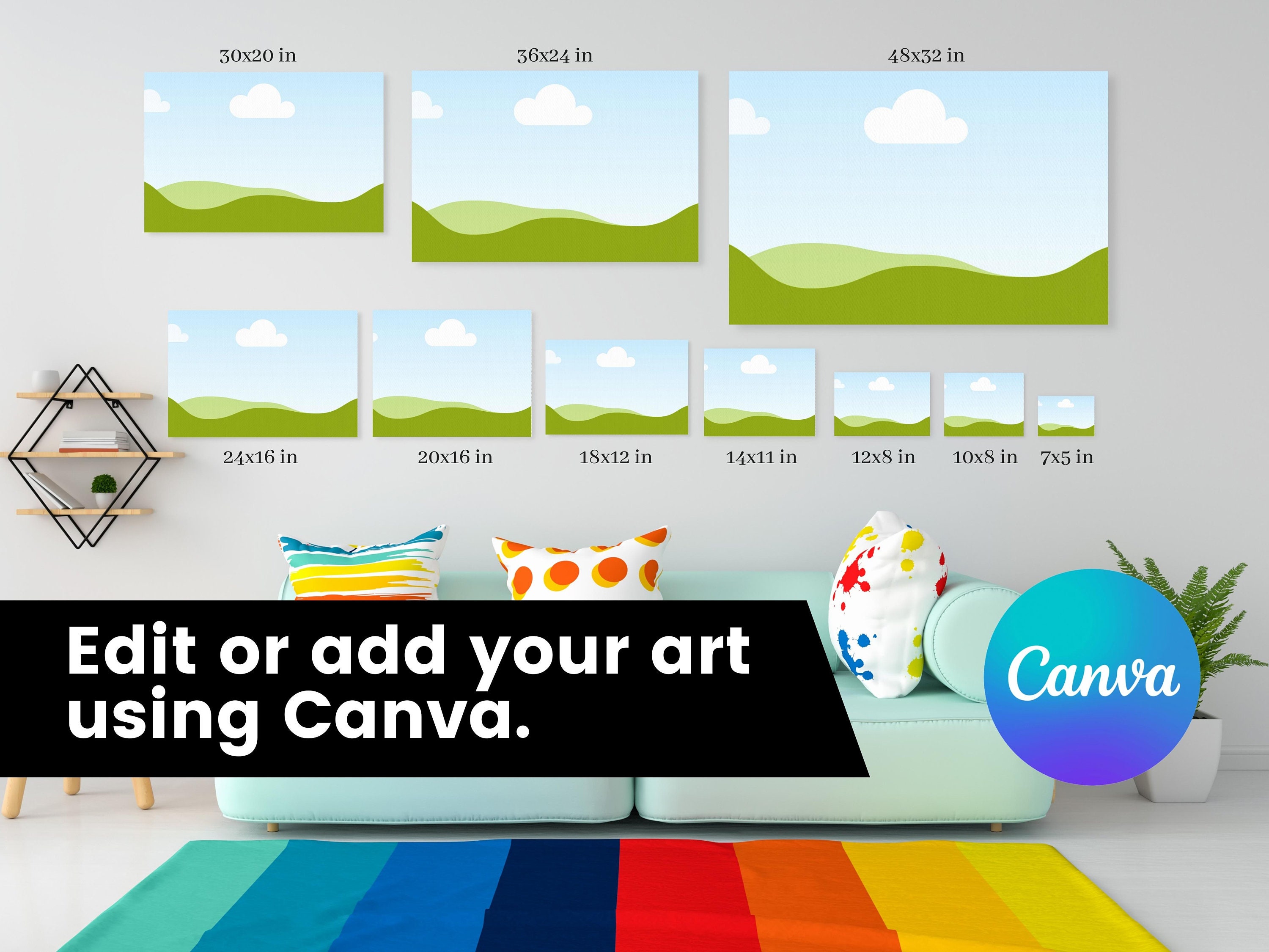 Canvas Mock up Template Canvas Size Guide Canvas Photo - Etsy