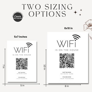 Wifi Password Sign, QR Code Sign, Editable Airbnb Wifi Sign Template ...