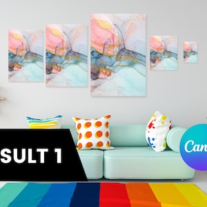 Canvas Print Size Comparison Mockup, Editable Canvas Size Guide Mockup ...