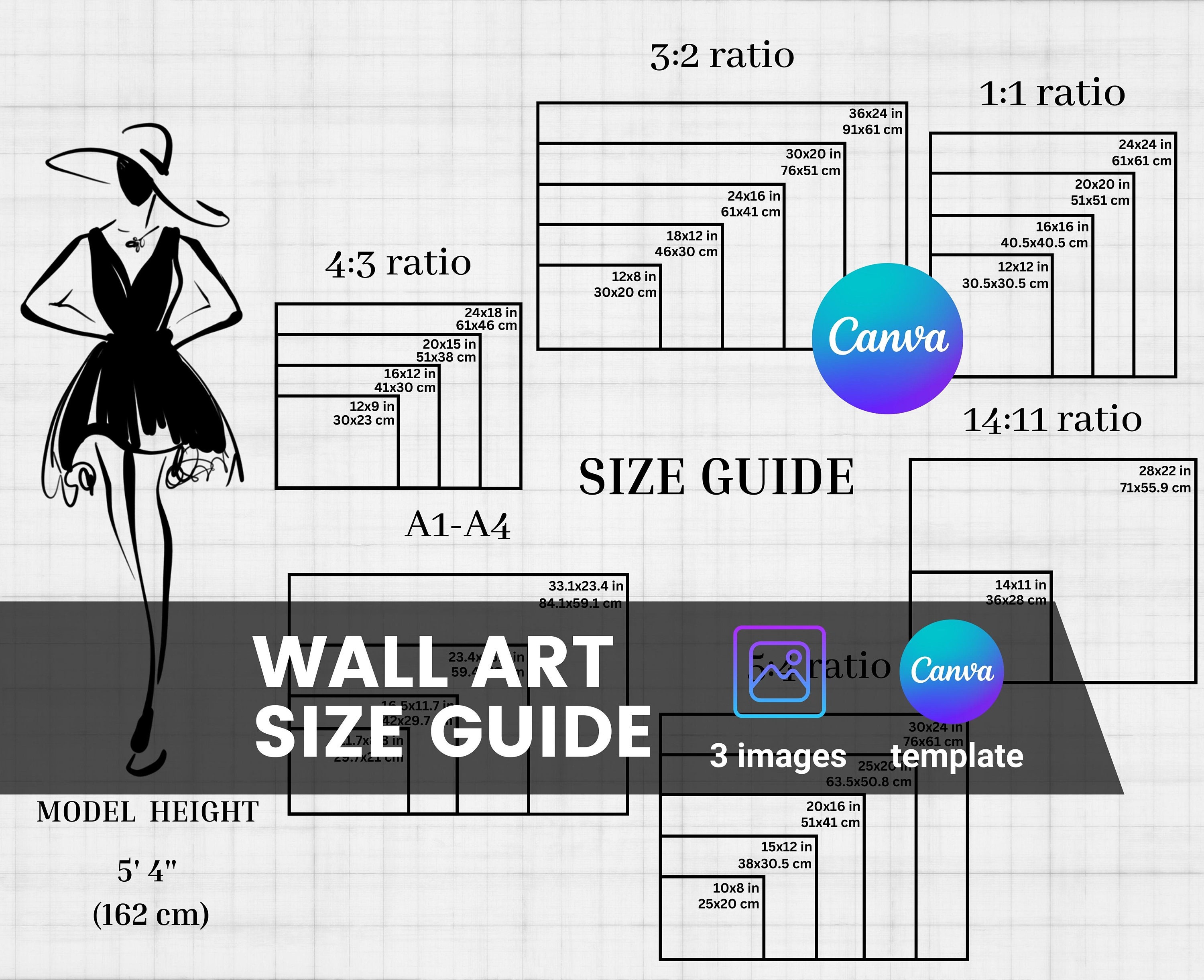 Aspect Ratio Guide horizontal Wall Art Size Guide Frame - Etsy