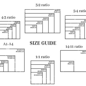 Minimalist Wall Art Size Guide Two Sets, Frame Size Guide, Poster Size ...