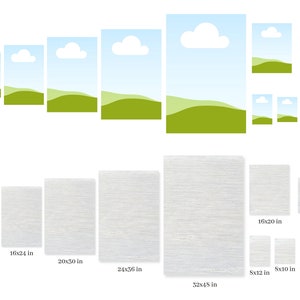Canvas Print Size Comparison Mockup, Editable Canvas Size Guide Mockup ...