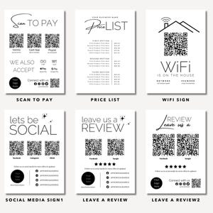 Editable Payment Sign Template Bundle, Printable Scan to Pay, Qr Code ...