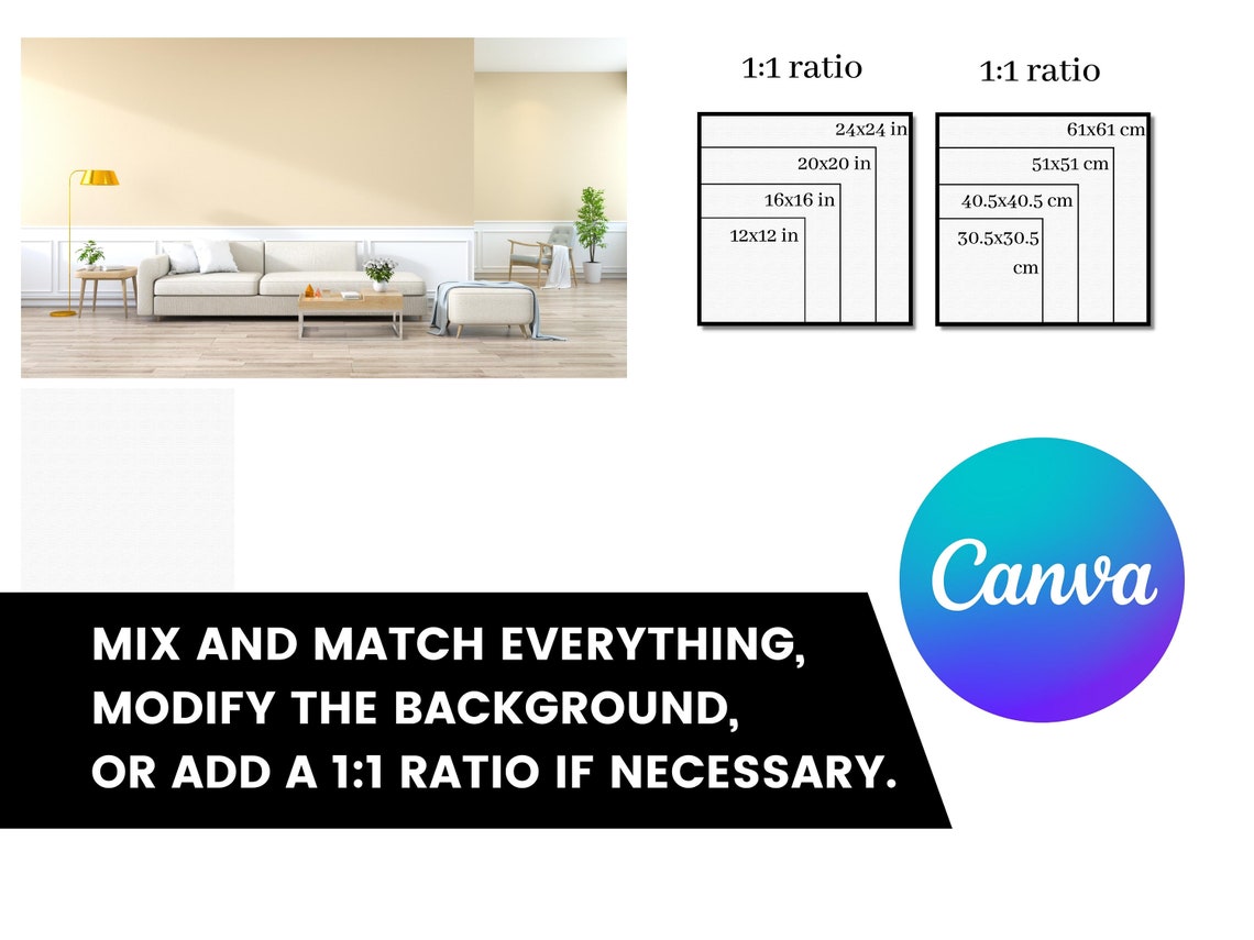 Frame Size Guide Editable Wall Art Ratio Chart Wall Art Size - Etsy