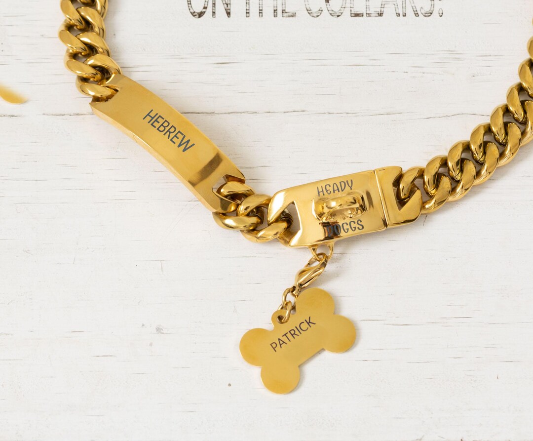 18MM Personalized Gold Dog Chain Collar: Engraved Custom Collar - Etsy