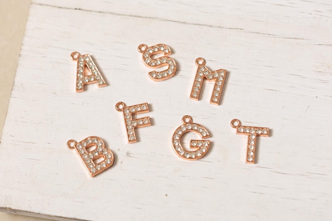 Rose Gold Initial Charm: 21MM Alphabet Letter, Dog Collar Jewelry - Etsy