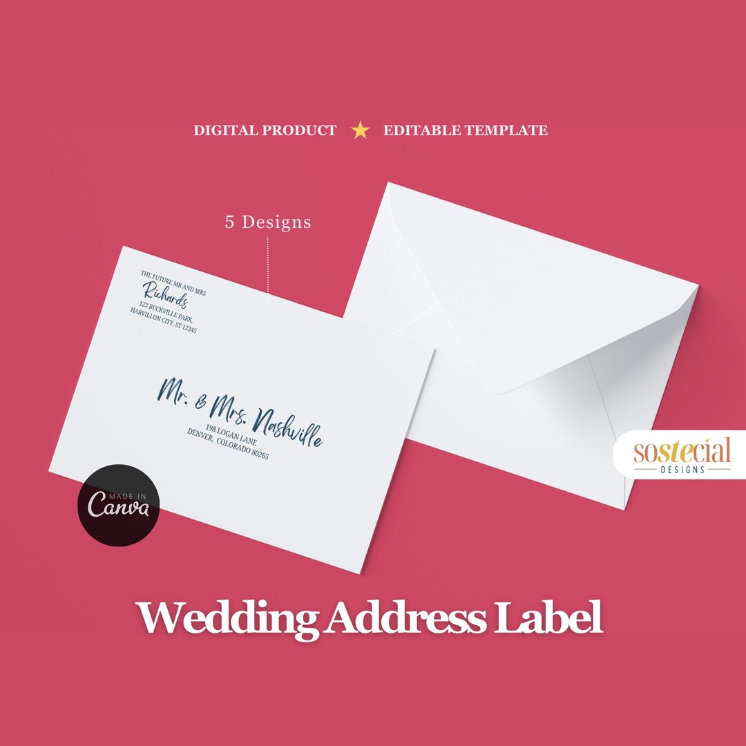 DIY Wedding Labels, Modern Address Label, Envelope Address Template ...