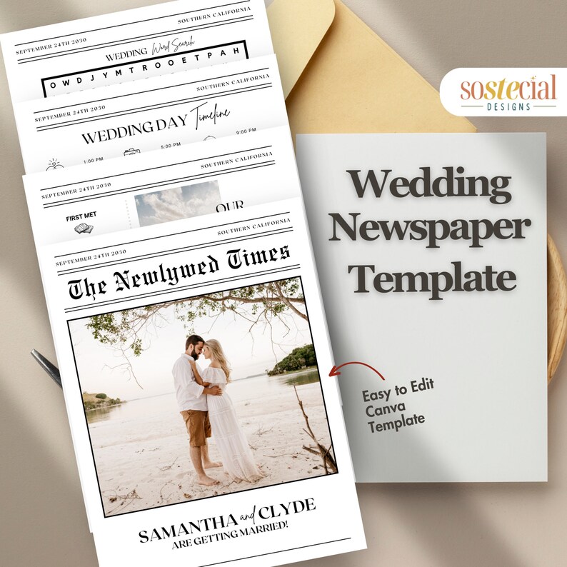 Minimalist Wedding Timeline Newlywed Times Editable DIY Wedding ...