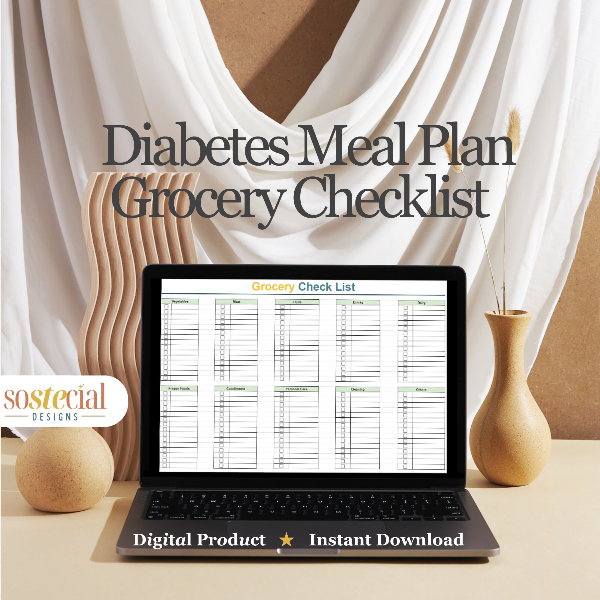 Diabetes Week Planner With Meal Suggestions and Grocery Checklist in ...