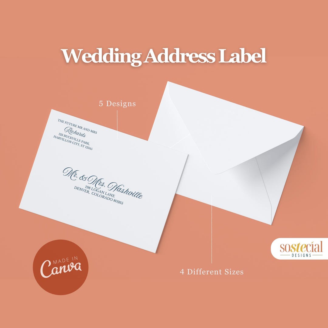 Editable Wedding Address Labels: Canva Template (digital Product) - Etsy