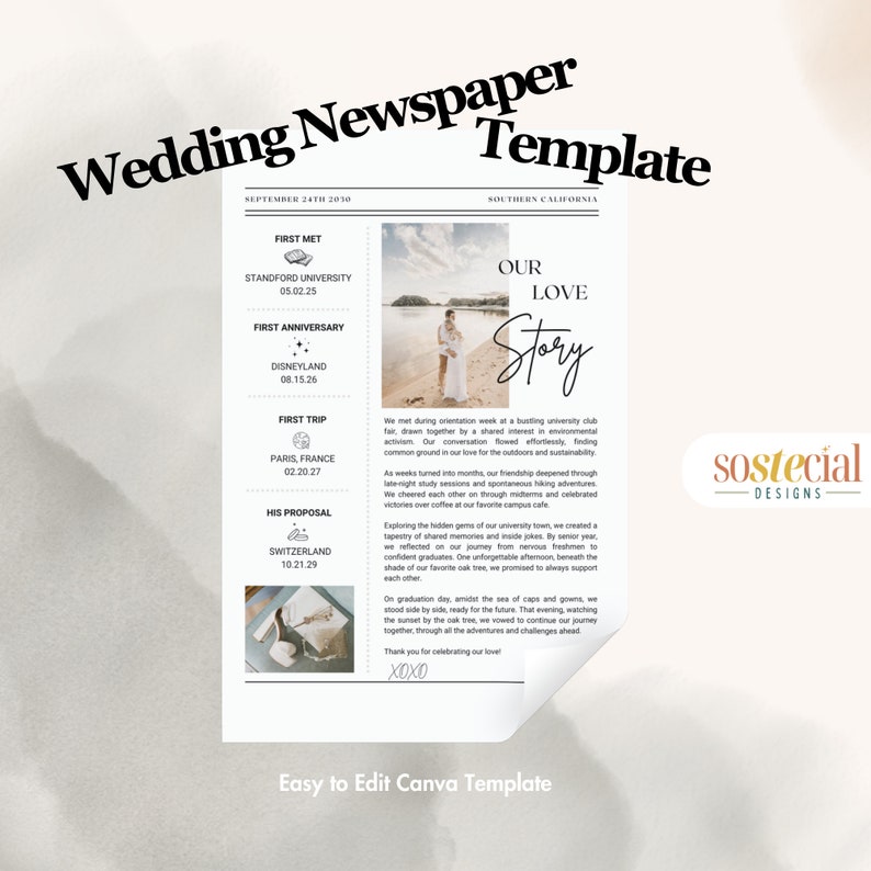 Minimalist Wedding Timeline Newlywed Times Editable DIY Wedding ...