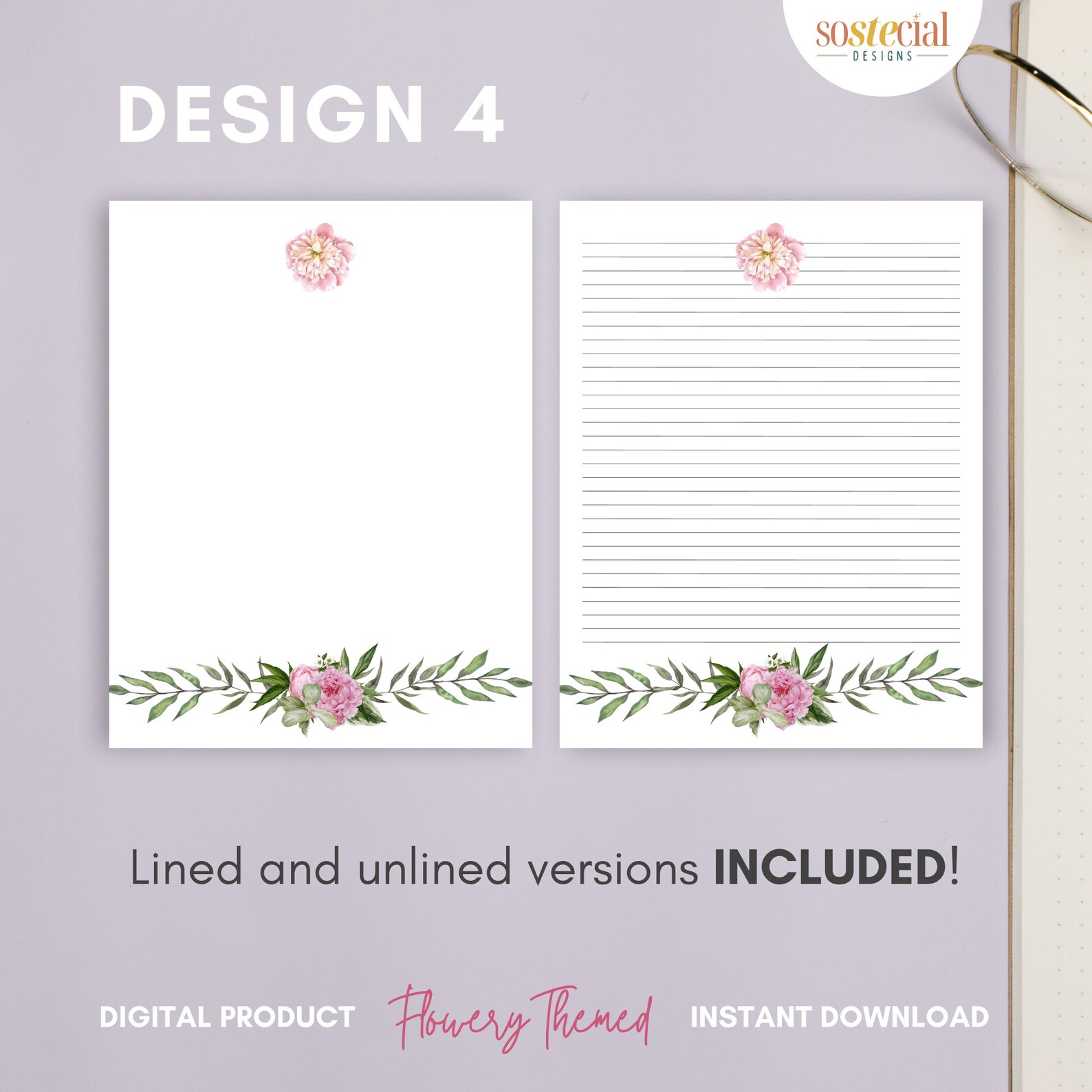 Beautiful Flowery Blooming Floral Aesthetic Printable Stationery Set A4 ...