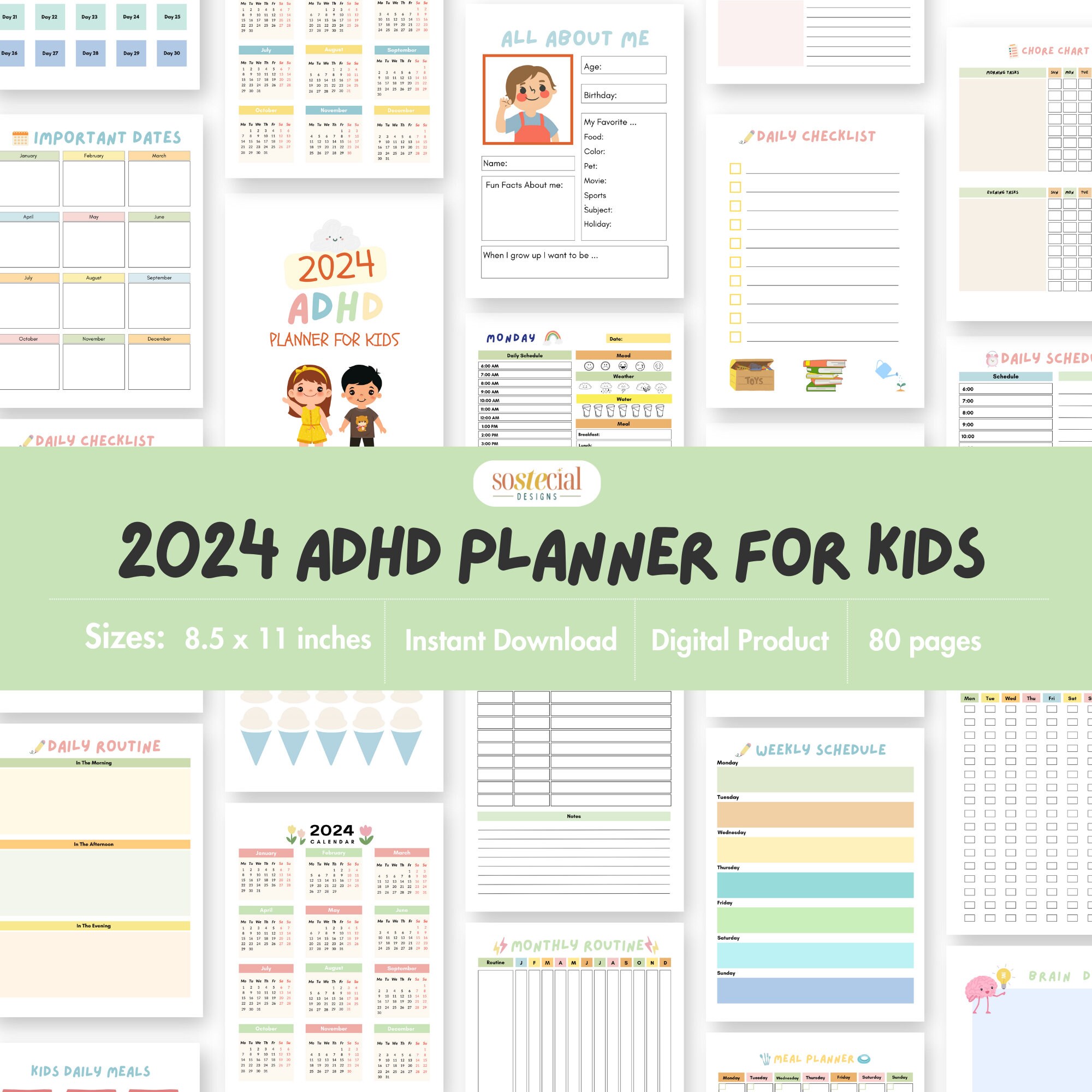 Unlock Focus and Fun This 2024 With the ADHD Planner for Kids Colorful ...