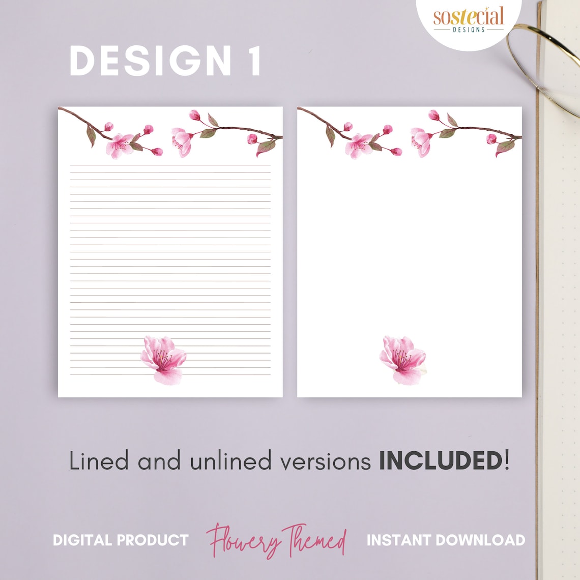 Beautiful Flowery Blooming Floral Aesthetic Printable Stationery Set A4 ...